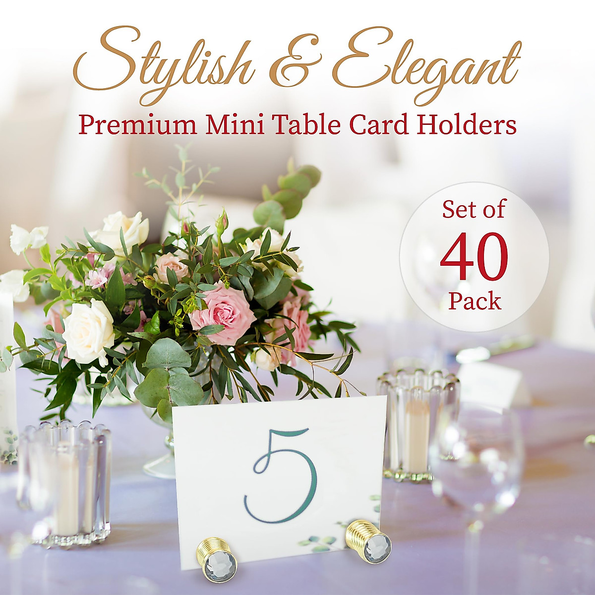 Ideikis 40Pcs.Multipurpose /Place Card Holders/ Table Name Card Holder/ Small Size Table Card Holder/ Menu Clips/ Gold Table Card Holder/ Mini place card holders/ Wedding/Anniversary/ Birthday /Party