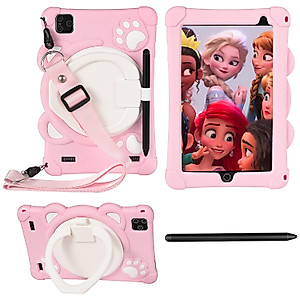 Kids Tablet 8 Inch, Toddler Tablet with Stylus & WiFi & Bluetooth, Android 10, 1280 x 800 IPS Display, 2G & 32G, YouTube Netflix Google Play Store, Earphone & Case Included (Pink)