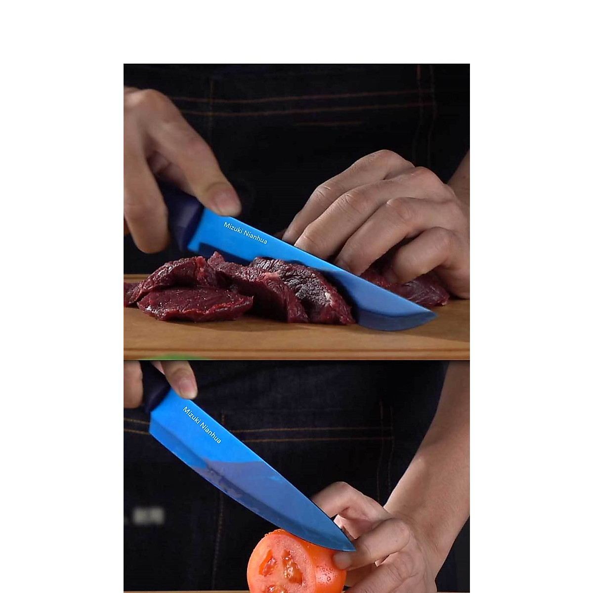 Mizuki Nianhua Knife Set,Blue Kitchen Knife Chef Set, Kitchen Knife Set Stainless Steel, Kitchen Knife Set Dishwasher Safe with Sheathes