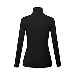 Kindcall Black Long Sleeves Thermal Shirts for Women Turtleneck Dark Academia Clothing Turtle Neck Athletic Casual Tops (Black Medium)