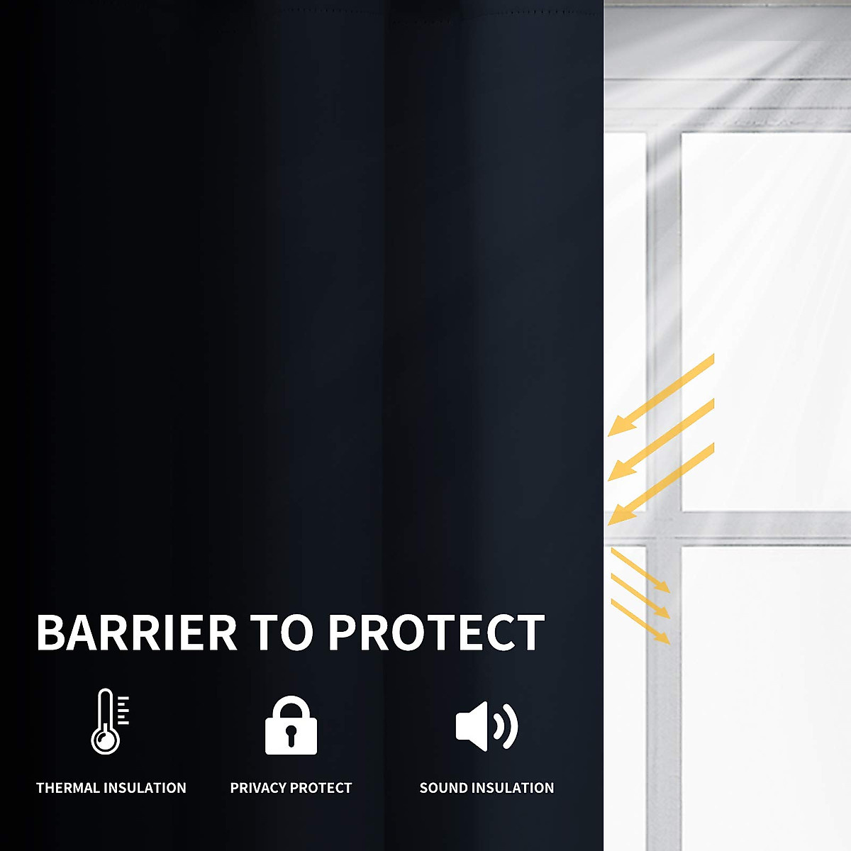 Easy-Going Blackout Curtains for Bedroom, Solid Thermal Insulated Grommet and Noise Reduction Window Drapes, Room Darkening Curtains for Living Room, 2 Panels(52x84 in,Navy)