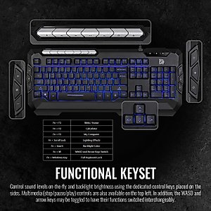 Thermaltake Tt eSPORTS Commander Combo V2, Gaming Keyboard and Gaming Mouse with 2500 DPI, 3 Color Back Lights and Lighting Effect, CM-CMC-WLXXMB-US