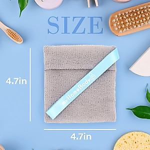 myHomeBody Soap Pocket Squares Exfoliating Soap Saver Pouch, Body Scrubber, Exfoliator Sponge for Bath or Shower, for 5oz Bar Soap or Leftover Bits, White Smoke, 3 Pack + 2 Soap Lifting Pads