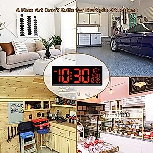 Soobest Digital Wall Clock with Date Temperature, Large LED Display Numbers with Dimmer 12 Inches(Red)