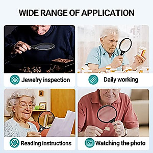 Magnifying Glass with Light, 5.5 Inch Large Magnifier 2X 4X 25X Zoom Magnifying Glass Lens with 3 Bright LED Illuminated Lighted Handheld Magnifier for Seniors Reading, Stamps, Map