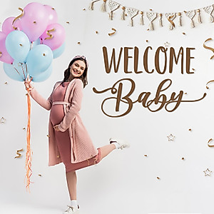 Dunzoom Welcome Baby Baby Shower Party Decal Sign Baby Shower Welcome Sign Decorations Baby Shower Party Wall Decal Sign Pregnancy Gender Reveal Stickers Boy or Girl for Wall Balloon Arch Backdrop