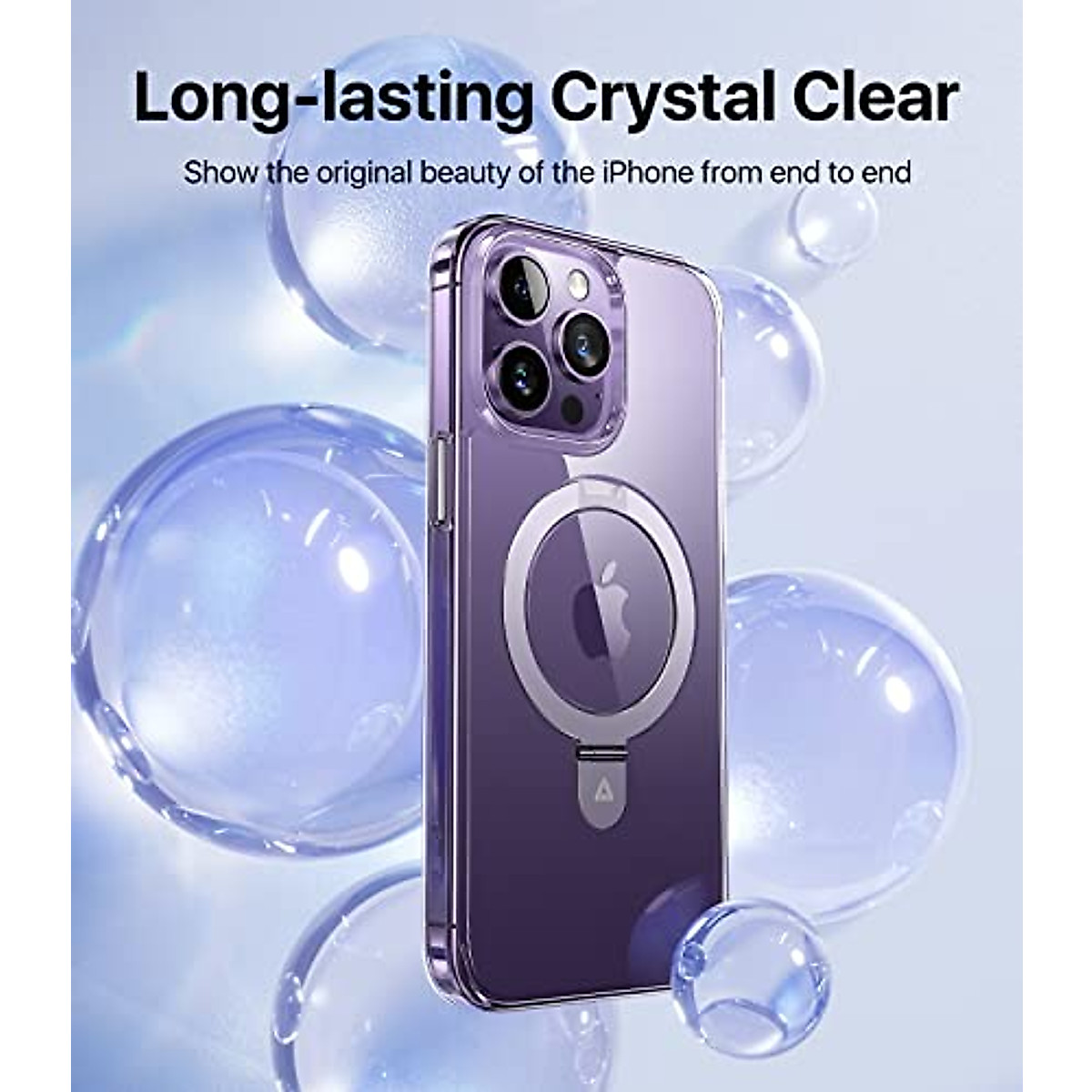 andobil Designed for iPhone 14 Pro Case Clear - Non Yellowing - with Invisible Stand - MagSafe Compatible - Military Grade Protection - Kickstand Slim Case for iPhone 14 Pro 6.1'' for Men Women, Clear