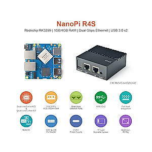 Nanopi R4S Mini Portable Travel Router OpenWRT with Dual-Gbps Ethernet Ports 4GB LPDDR4 Based in RK3399 Soc for IOT NAS Smart Home Gateway(Without MAC chip)