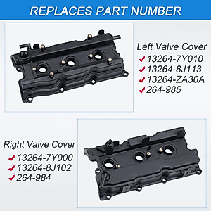 JDMSPEED New Engine Valve Cover With Gaskets Left & Right Side Replacement For Altima Maxima Murano I35 V6 3.5L 2002-2007 Replace# 264-985 264-984 13264-8J113 13264-7Y000 (Set of 2)