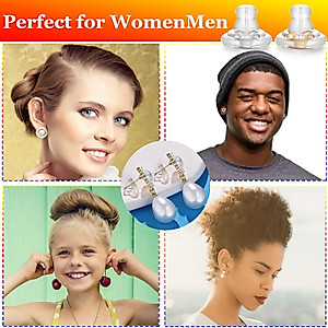 Earring Backs, Silver Silicone Locking Secure Earring Backs for Studs, Hypoallergenice Silicone Earring Backs Replacements for Studs/Droopy Ears, No-Irritate Earring Backs for Adults (Silver)