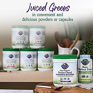 Garden of Life Raw Organic Perfect Food Alkalizer & Detoxifier Juiced Greens Superfood Powder - Lemon Ginger, 30 Servings - Non-GMO, Gluten Free Whole Food Dietary Supplement, Plus Probiotics
