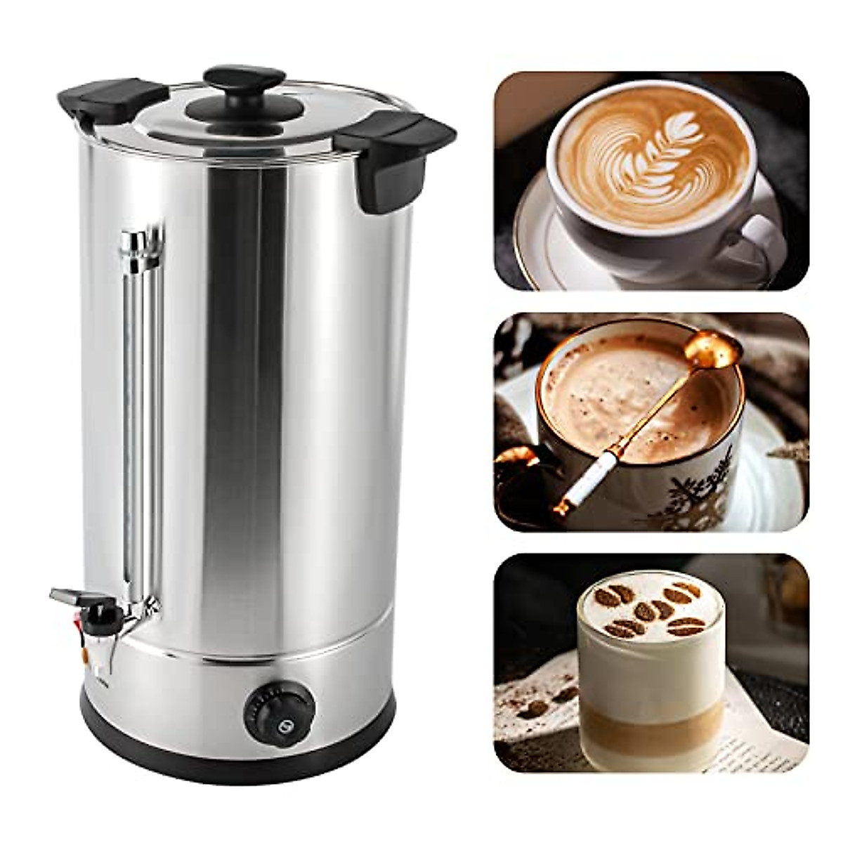 20L/5.28gal Commercial Coffee Urn Stainless Steel Hot Beverage Dispenser Hot Water Boiler Container Tea Urn for Cafes, Buffets, Offices Commercial