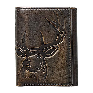 House of Jack Co. DEER Trifold Wallet For Men | Hand Burnished Full Grain Leather | Mens Trifold Wallet | Deer Wallet | Outdoorsman Gift