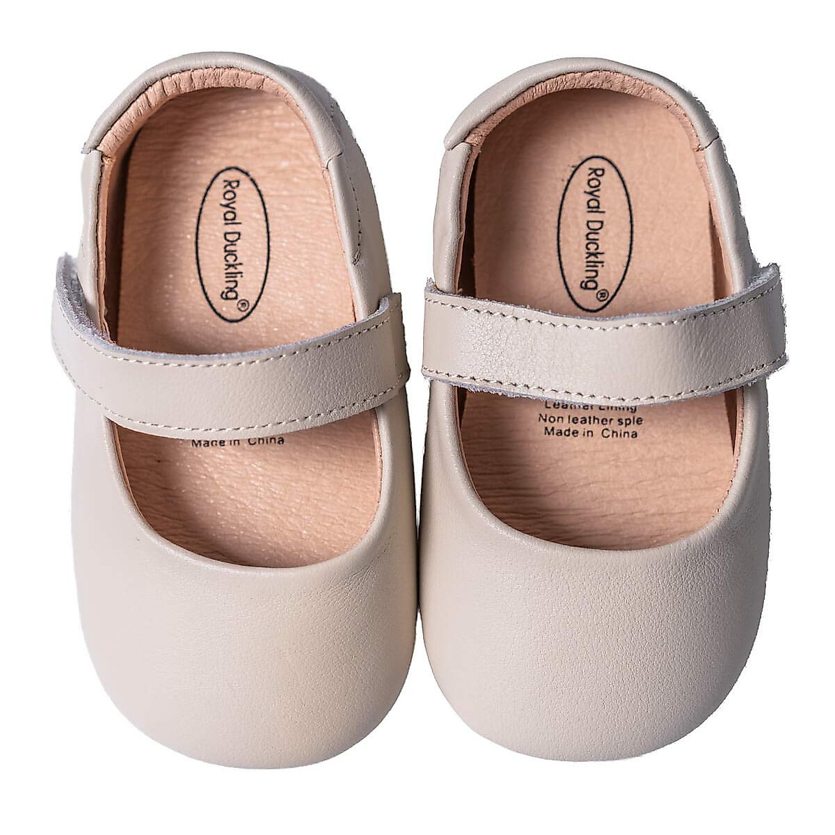 Mowoii Genuine Leather Baby Shoes for Girls Boys Infant Toddler Mary Jane Walking Shoes Prewalker Princess Wedding Dress Shoes Ballet Flats，Beige 12-18 Months