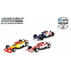 Greenlight 11581 2023 Indianapolis 500 Podium 3-Car Set #2 Josef Newgarden, 8 Marcus Ericsson, 14 Santino Ferrucci 1:64 Scale Indy 500 in Diorama Display Box