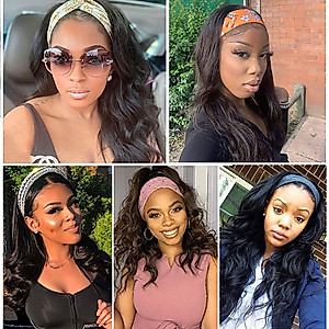 GDWIGS Long Wavy Headband Wig for Black Women Synthetic Headband Wigs 180% Density Body Wave Headband Wig Full Ends Glueless Headband Wigs Heat Resistant 22inch