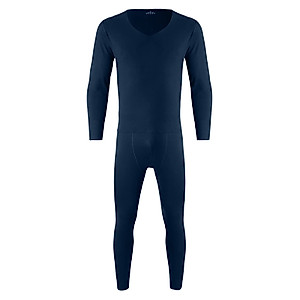 TOWMUS Thermal Underwear for Men Ultra Soft Long Johns - Warm Base Layers with Fleece Lined Cold Weather Navy