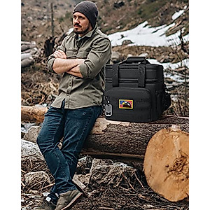 TACTICISM Double Deck Lunch Box for Men 38 Cans Tactical MOllE Lunch Bag, Up to 12 Hours Insulated lunchbox, Large Soft Leakproof Lunch Cooler Adult, for Work Camping Fishing Hiking, Black