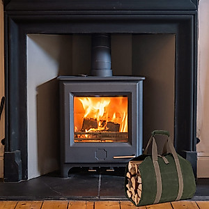 eletecpro Firewood Carrier 39x18 Inch Durable Waxed Canvas Log Carrier Heavy Duty, Fire Place Sturdy Wood Carring Bag with Handles Security Strap for Camping Indoor (Green)