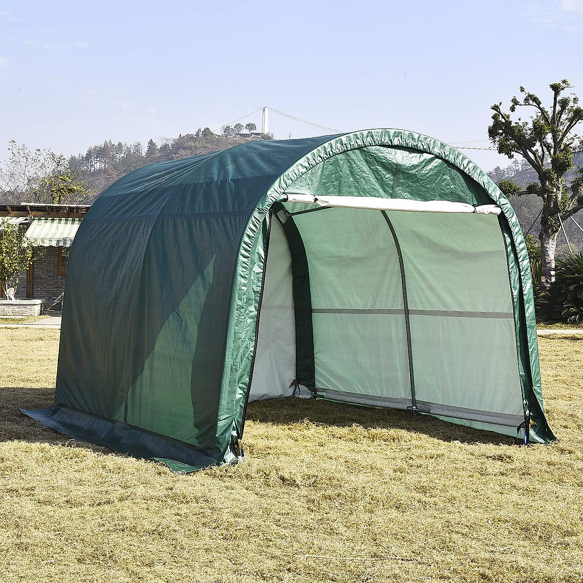 Walnest Large Heavy Duty Carport Car Canopy Portable Garage Boat Shelter Tent for Party, Wedding, Garden Storage Round Top Style 10 x 8 ft Green