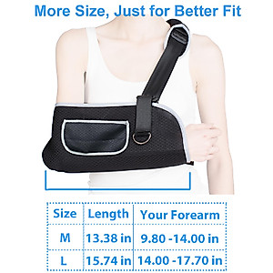 DouHeal Arm Sling Shoulder Immobilizer, Medical Rotator Cuff Support Brace with Pocket, Sling for Shoulder Injury, Arm Injury, Left & Right Arm, Men & Women, for Dislocated, Fracture, Strained (Large)