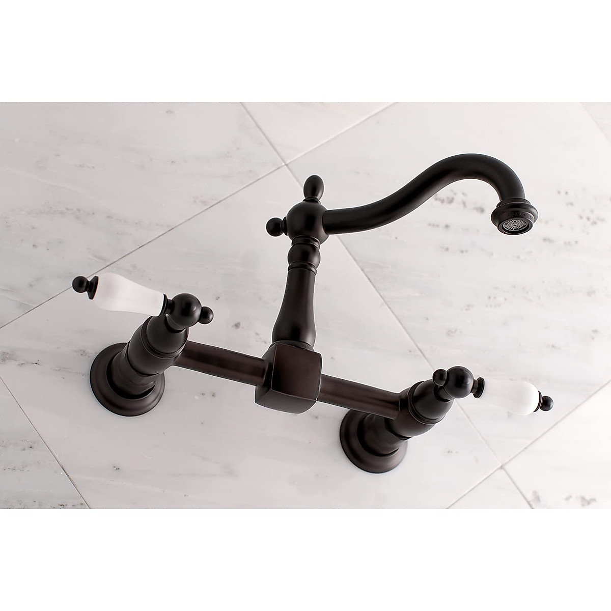 Kingston Brass KS1265PL Heritage Two-Handle Wall Mount Kitchen Faucet, Oil Rubbed Bronze