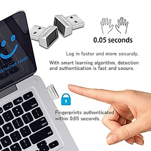 ARCANITE USB Fingerprint Reader for Windows 11/10 Hello Desktop, Laptop, 0.05s 360-Degree Sensor Security Device Login, Security Lock