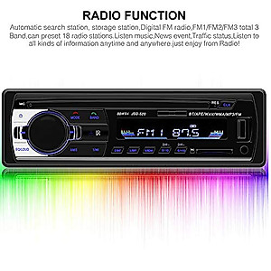 PolarLander Car Radio Audio USB/SD/MP3 Player Receiver Bluetooth Hands-Free with Remote Control Black 1 Din
