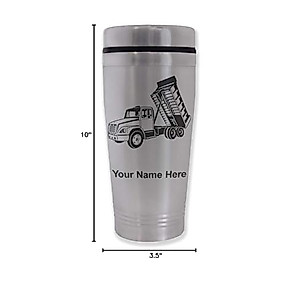 LaserGram 16oz Commuter Mug, Dump Truck, Personalized Engraving Included