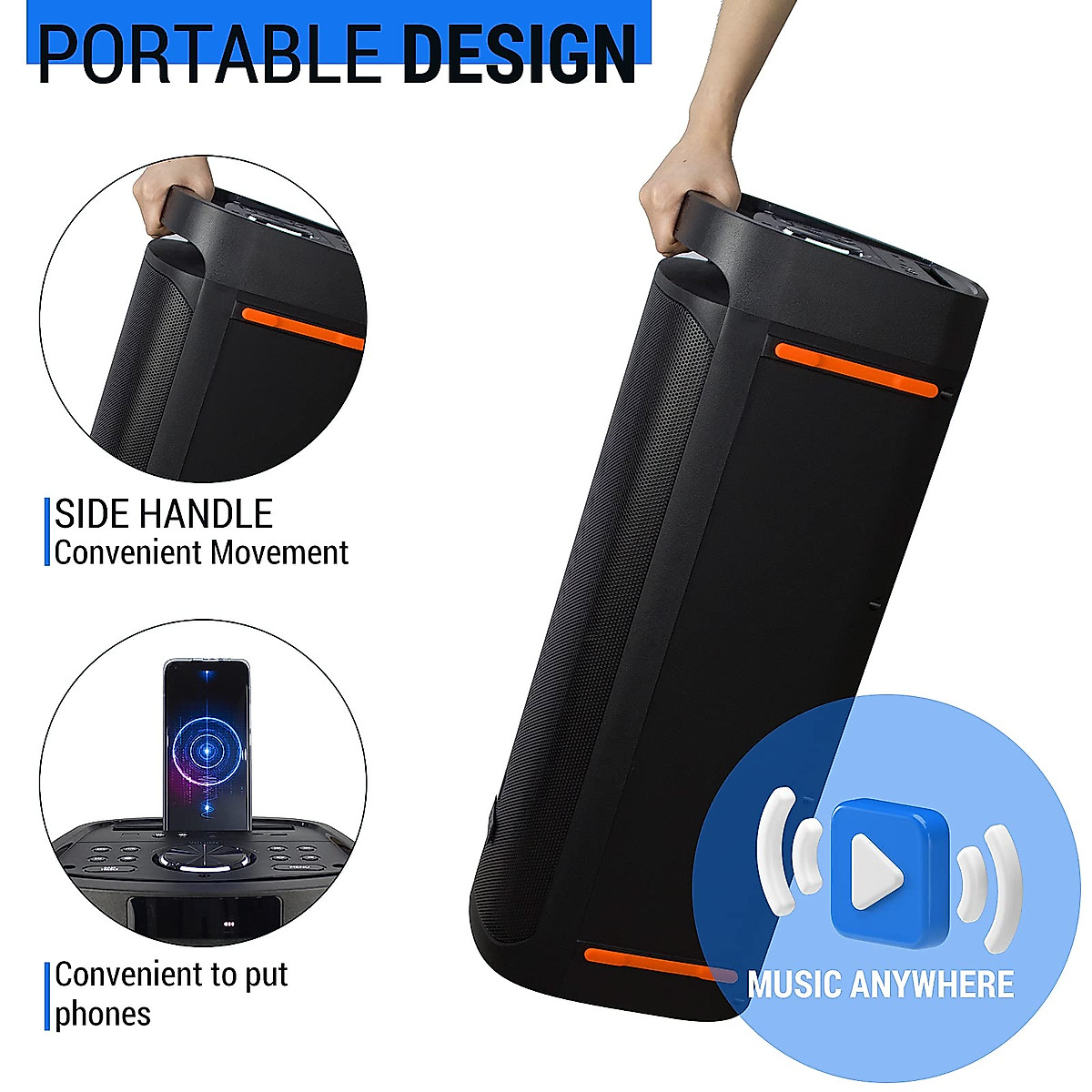 Portable Karaoke Speaker Karaoke Machine System 200 Watt Peak Power Bluetooth for Adults Kids PA Stereo with Dual 6.5" Woofer, DJ Lights, 2 Wireless Mics, LCD Screen, Recording/MP3/USB/TF