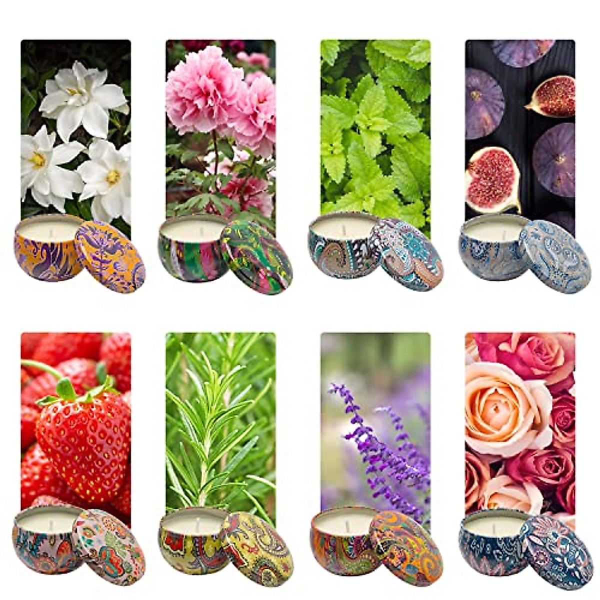 16 Pack Scented Candles Gift Set for Women Aromatherapy Candles for Home Scented Natural Decoration Soy Wax Candles Tin Jar Portable Travel Candles Yoga Mother's Day Valentine's Birthday Day Gifts