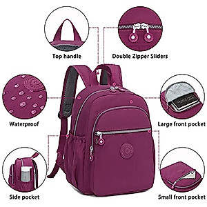 KAIERWOKE Small Nylon Backpack Mini Casual Lightweight Daypack Backpacks for Women (Light purple)