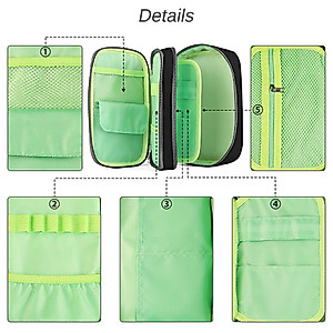 Homecube Pencil Case Large Capacity Storage Pen Bag Makeup Pouch Durable Students Stationery Case Two Layers with Dual Zippers- 8.86x5.5x3.15"- Green