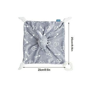 AIPINQI Baby Security Blanket Teether Plush Stuffed Animal Toys Lovey Soothing Sensory Toy Fabric Cuddle Snuggle Muslin Blanket with Tags for Newborn Unisex Babies 0-36 Months Gifts, Bunny