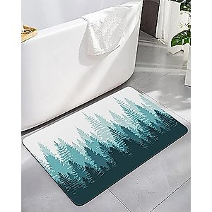 Modern Forest Aqua Bath Mat for Tub,Non Slip Bathroom Floor Runner Rug Quick Dry & Absorbent Diatomaceous Earth Kitchen Room Shower Sink Washable Doormat,Gradient Aesthetics Modern Color Decor 16"x24"