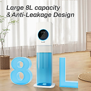 Humidifier Large Room, 2.1Gal/8L Humidifiers for Home, Humidifiers for Bedroom with Essential Oil Diffuser, Top Fill Whole House Cool Mist Humidifiers for Plants Baby Kids Adults Office, White