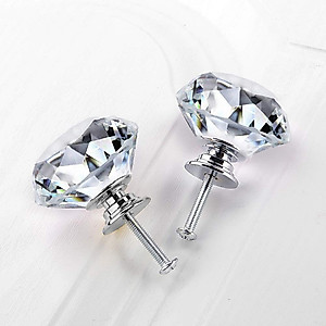NORTHERN BROTHERS Cabinet Knobs - Crystal Dresser Knobs for Cabinets and Drawers 30mm- Diamond Glass Pulls Handles 10 Pack Silver