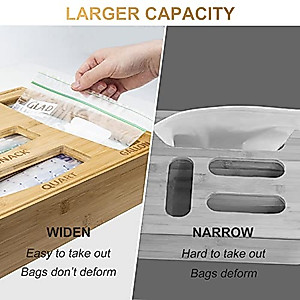 LauKingdom Ziplock Bag Organizer for Drawer Bamboo Baggie Organizer with Magnetic Slider Storage Bag Organizer for Wall Mount Plastic Bag Organizer