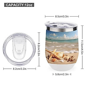 WYUSPGK 304 Stainless Steel Insulated Cup, Seashells Starfish on Beach Print Smooth Rim, Durable & Reusable - Perfect for Office, Home, And Travel