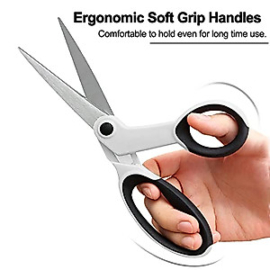 Premium Tailor Sewing Scissors Bundle, 8.1" Heavy Duty Sharp Fabric Scissors, 5.1"/4" Detail Embroidery Scissors, 5" Thread Snips with Comfort Grip (Grayish White)