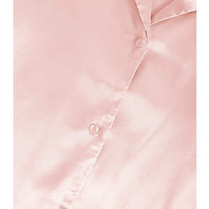 LYANER Women's Sleepwear Satin Silky Short Sleeve Top with Shorts Pajama Set Dusty Pink Medium