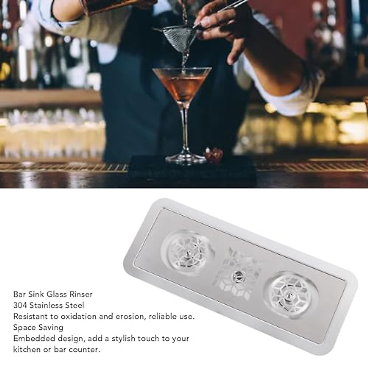 Glass Cup Washer Rinser, High Pressure Steel Glass Washer for Home Kitchen with Multi Angle, Stainless Steel Pitcher