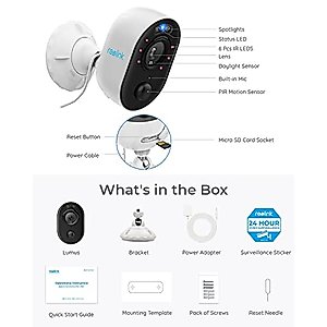 REOLINK Outdoor Security Camera System, 1080p Plug in WiFi Cameras with App for Home, Color Night Vision with Bulit-in Spotlight, 2-Way Talk, Motion Detection, SD Card Storage, Lumus (2 Pack)