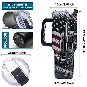 Gome 40oz Trucker Tumbler – American Flag Gifts for Dad, Patriotic Insulated Stainless Steel Cup for Truck Drivers, Father’s Day, Birthday & 4th of July Gift for Uncle