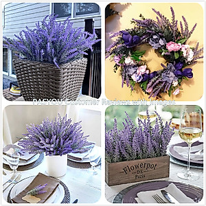 PASYOU 6Pcs Artificial Lavender, Plastic Flowers Plants Faux Simulation Wedding Indoor Outdoor Bridal Bouquet Home Garden Office Kitchen Bathroom Balcony Wedding Arrangement Decoration Purple