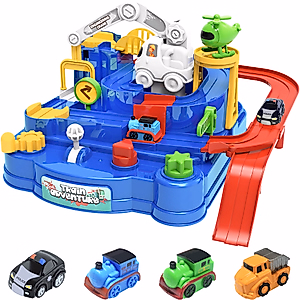 Jishi Kids Race Track Toys for Boys, Toddler Car Adventure Toys for Kids Age 3 4 Years Old Boys Girls, Puzzle Rail City Rescue Game Playset Preschool Educational Birthday Gifts for Kids Ages 3 4 5 6 7
