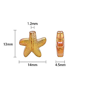 Decoendiy 120Pcs Glass Starfish Beads, Colorful Ocean Themed Translucent Beads, Animal Shaped Beads, Loose Spacer Beads, Large Hole Flat Beads for DIY Bracelets Necklaces Crafts