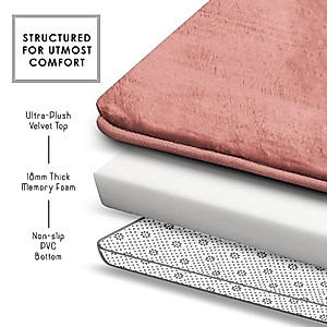 Clara Clark 2 Piece Bathroom Rugs Bath Mat Set, Velvet Memory Foam Bath Mats for Bathroom - Non-Slip, PVC Backing Bath Rugs, Washable Bathroom Rug Mats - Dries Quickly, Bathroom Rug Set - Misty Rose