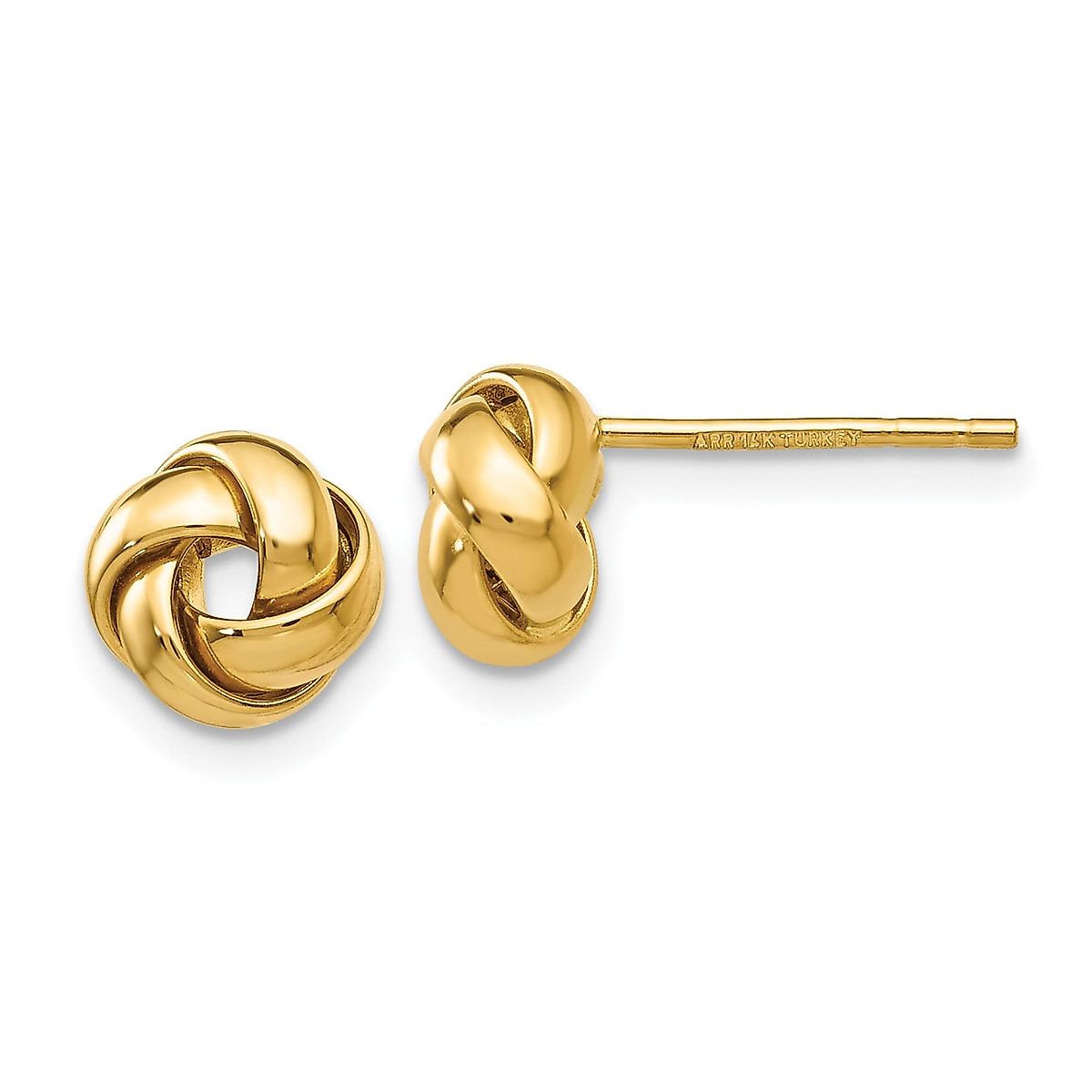 14K Solid Yellow Gold Twisted Love Knot Symbol Stud Earrings