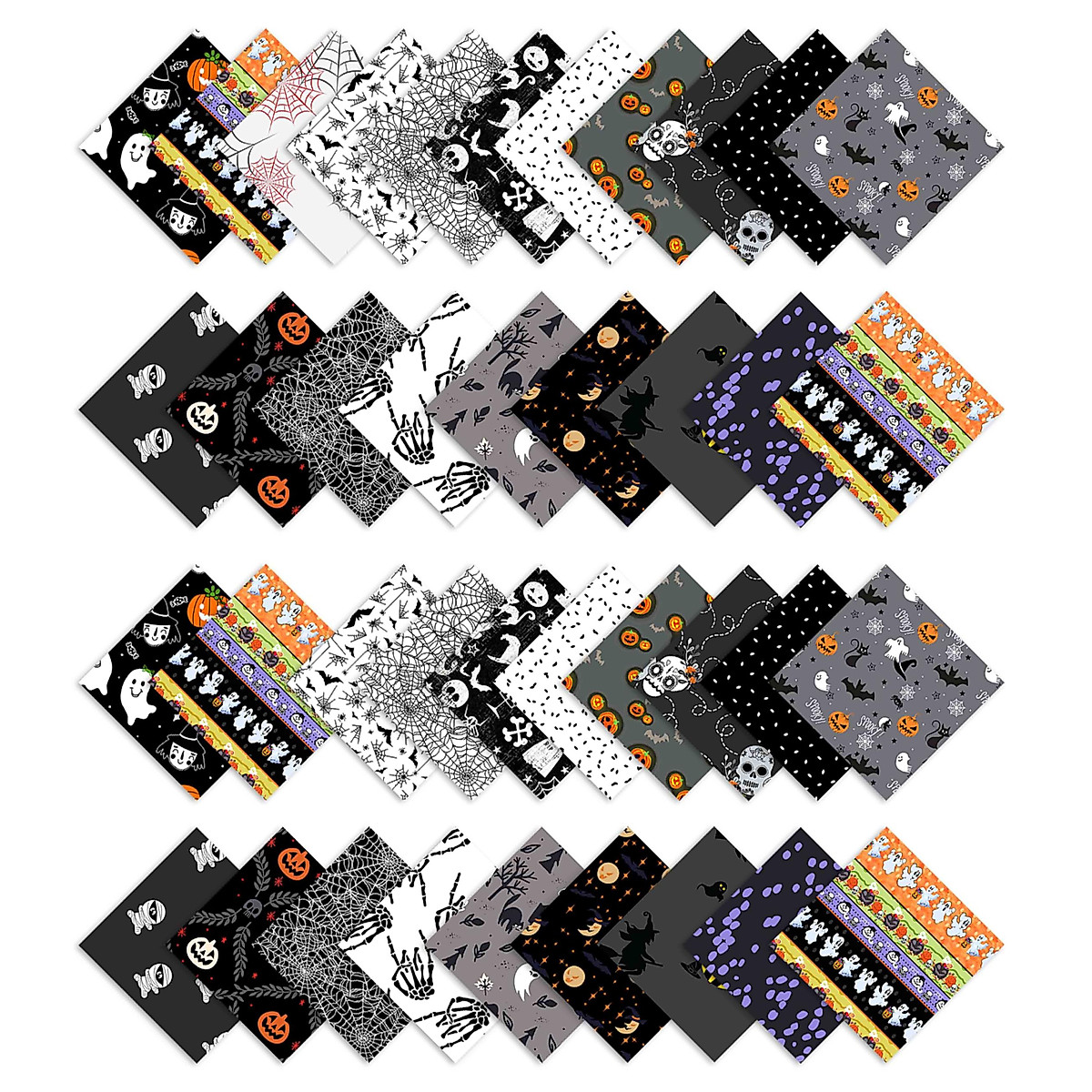 Soimoi Precut 5-inch Halloween Prints Cotton Fabric Bundle Quilting Squares Charm Pack DIY Patchwork Sewing Craft